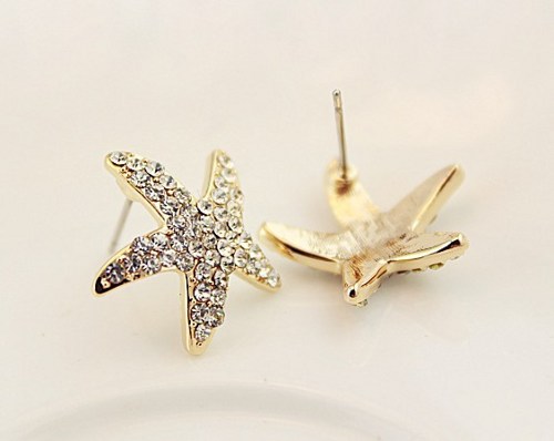 Lovely Cute Rhinestone Star Stud Earrings on Luulla